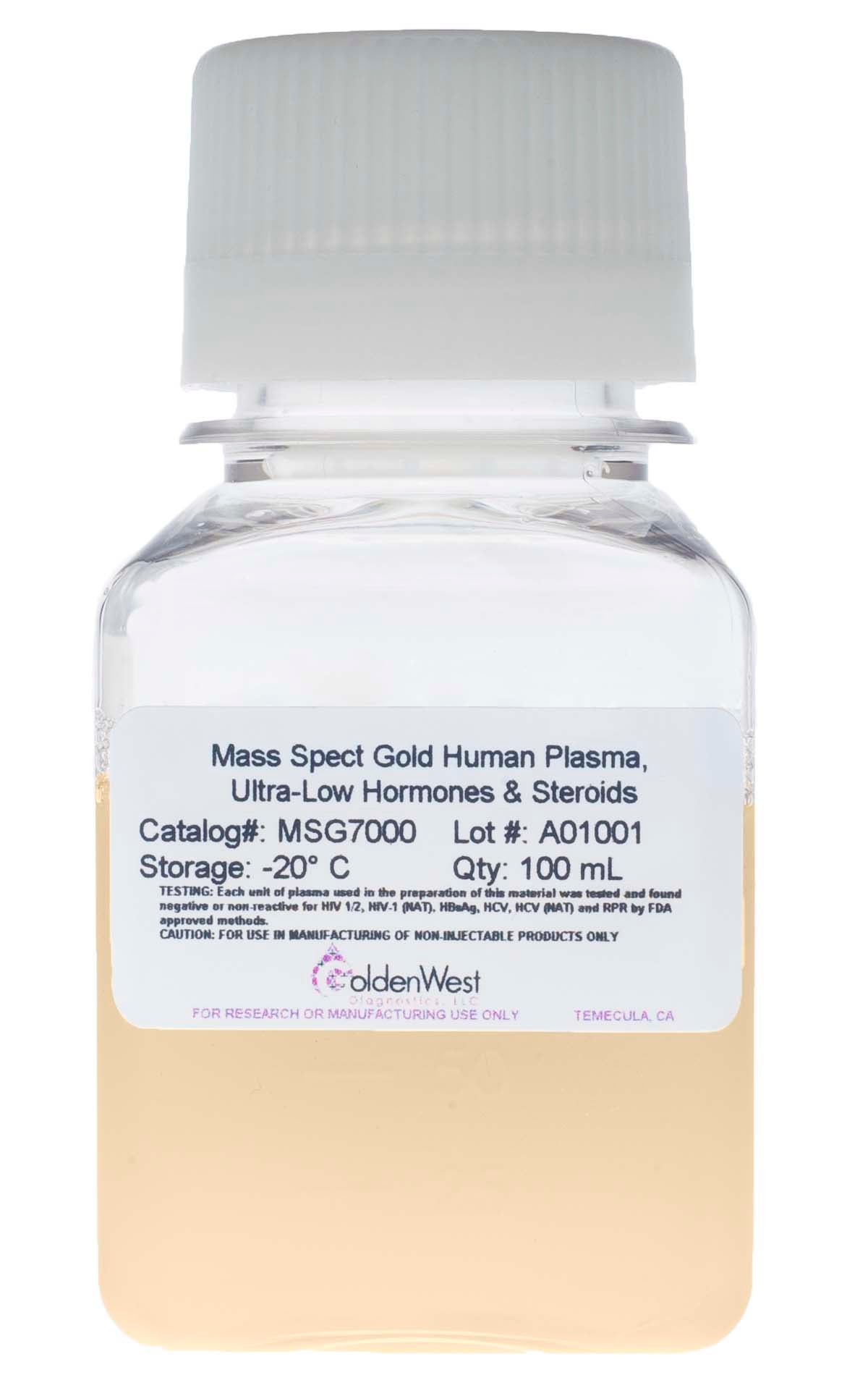 Mass Spect Gold Human Plasma, Ultra-Low Hormones & Steroids